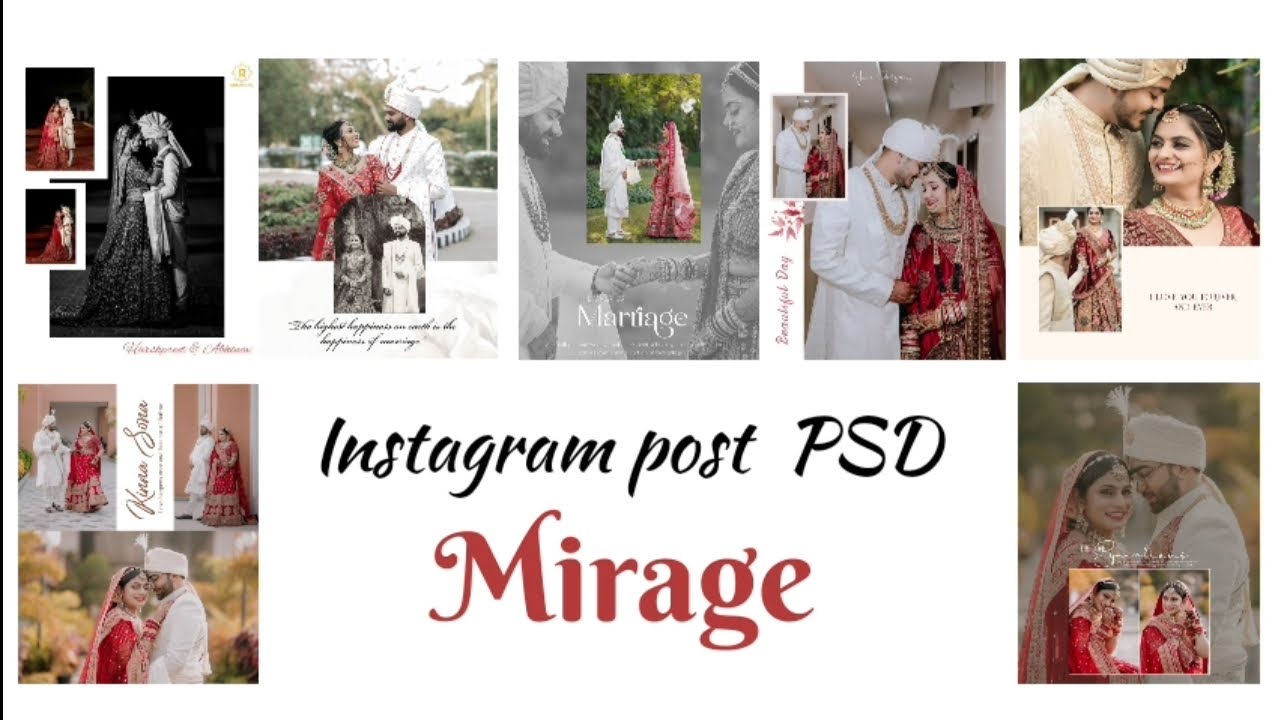 Mirage grig | Instagram wedding post |free download PSD | photoshop_grid