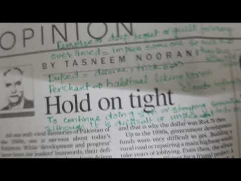 Dawn opinion translation in urdu||Hold on tight by Tasneem Noorani||dawn vocabulary meaning
