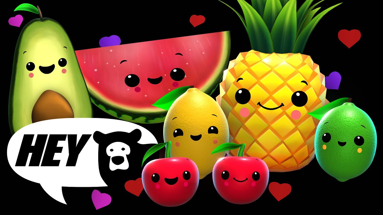 Hey Bear Sensory - Summer Celebration! - Dancing Fruit- Animation with Music!