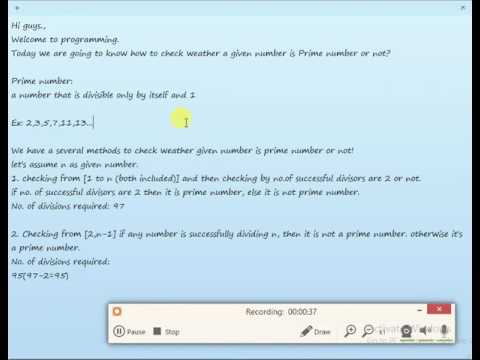 Finding weather given number is prime number or not? -By JagadeeshPulamarasetti.