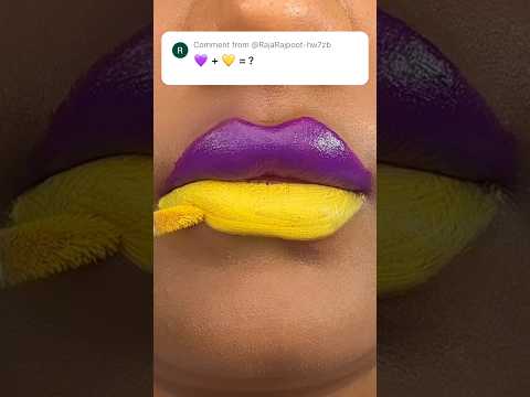 Guess the lipstick color for Purple + Yellow = ?