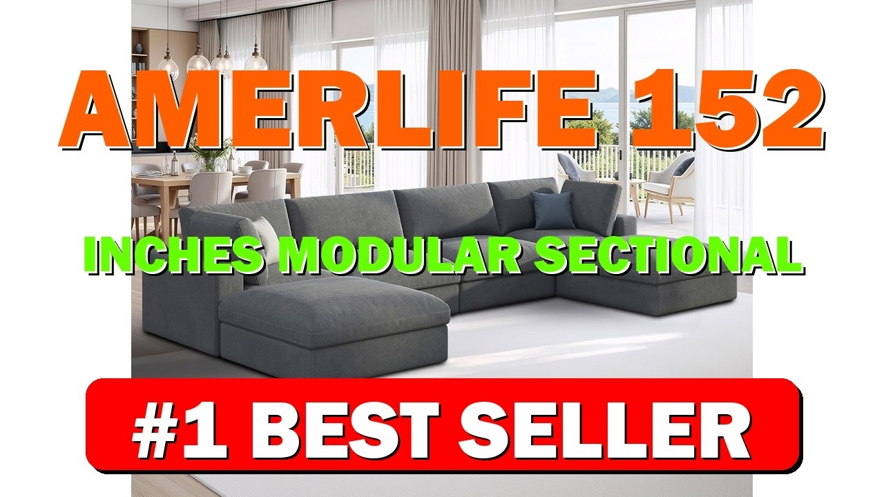 AMERLIFE 152 Inches Modular Sectional Couch Feather Down Filled Sectional Sofa 6 - B0DWXGSYZ3