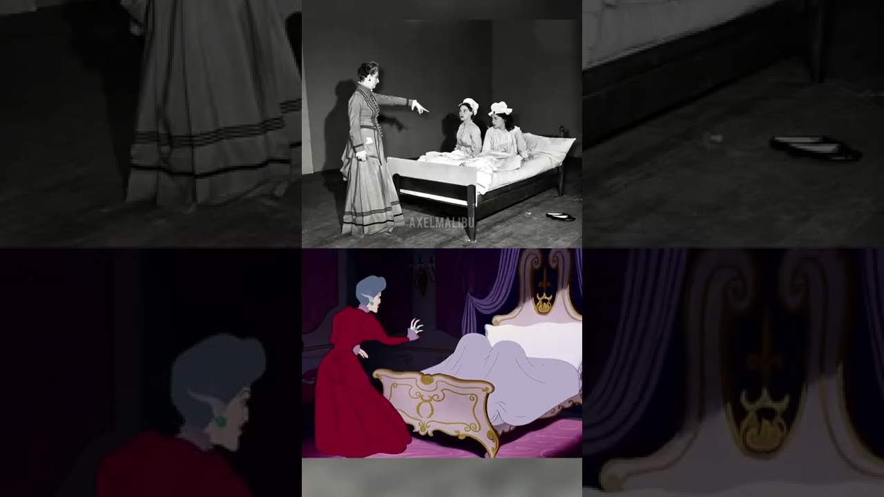 Anastasia and Drizella Tremaine live action reference in Disney CINDERELLA 1950 animation comparison