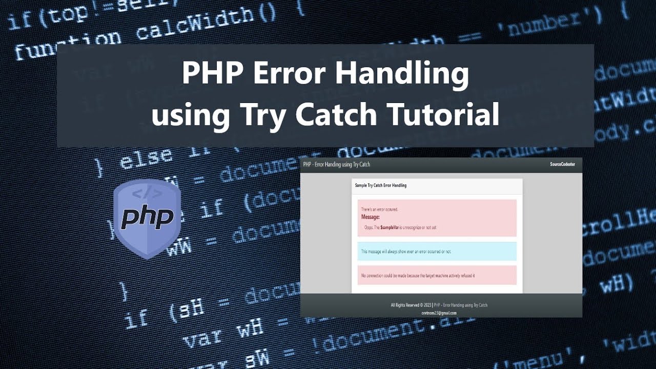 PHP Error Handling using Try Catch Tutorial DEMO