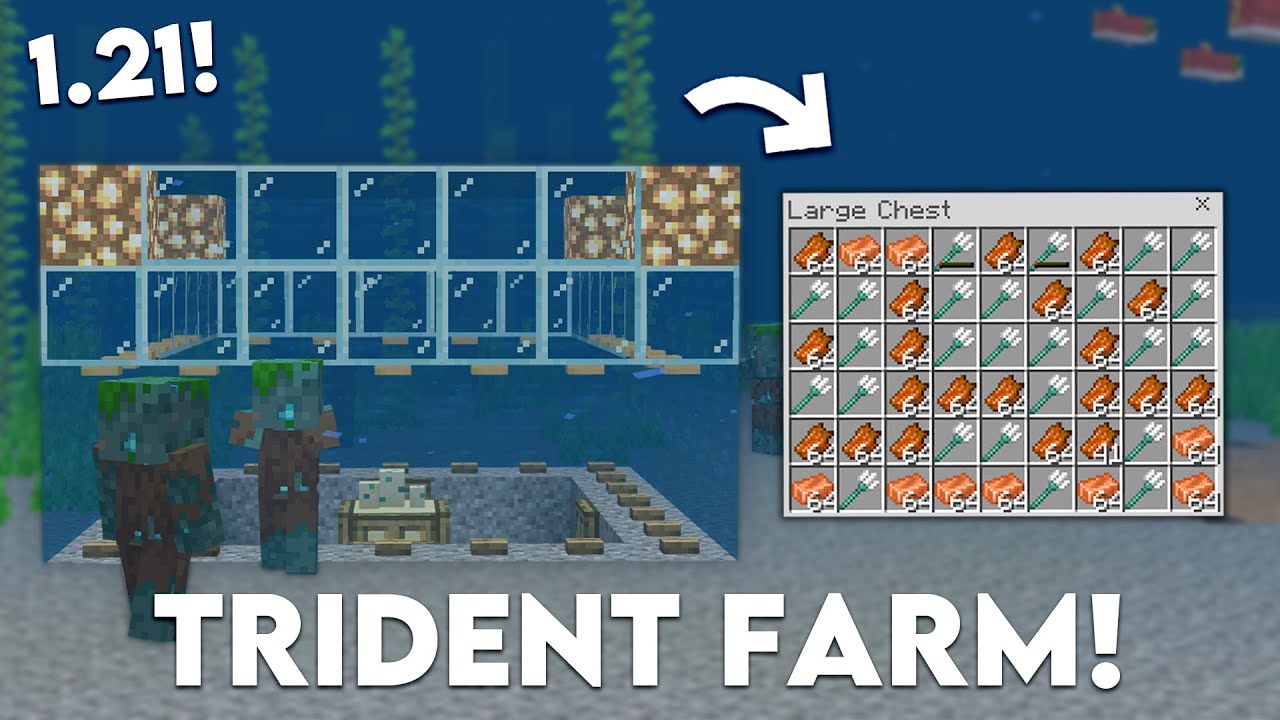 Minecraft 1.21 Easy TRIDENT Farm Tutorial! (MCPE/Xbox/PS4/Nintendo Switch/Windows10) - Minecraft ...