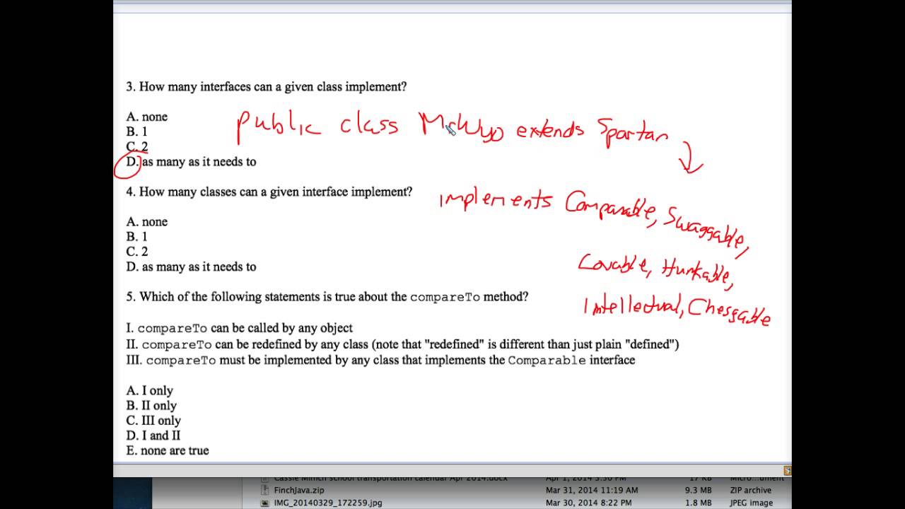 Java Interfaces Worksheet #1