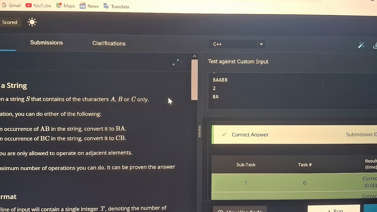 Swaps in a String - CODECHEF STARTERS 188