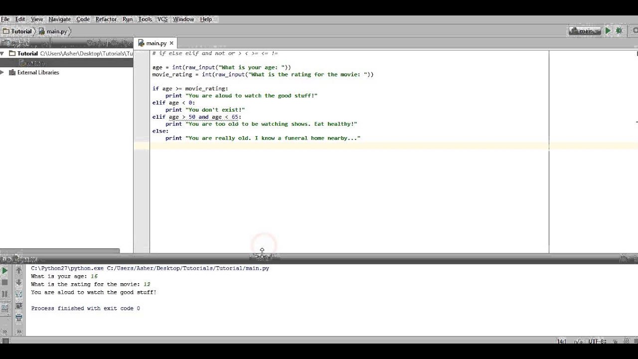 Python tutorial 4 - Conditionals!
