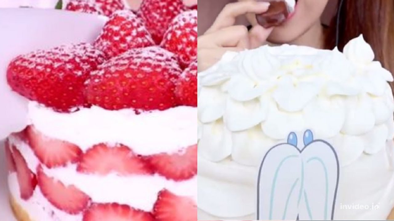 ASMR MUKBANG COMPILATION | WHIPPED CREAM CAKE  | EATING SOUNDS | SATISFYING | GOOD FOOD ASMR