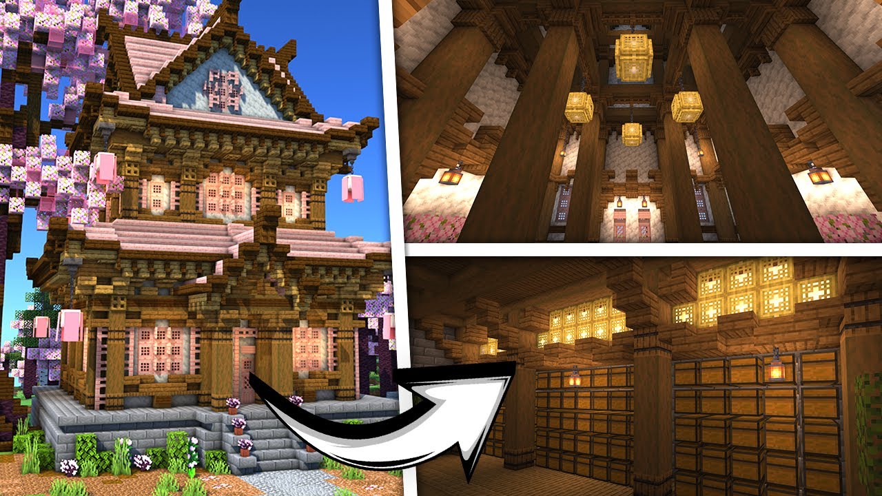 How to Build a Cherry Blossom Temple Interior | Minecraft 1.20 Tutorial ...
