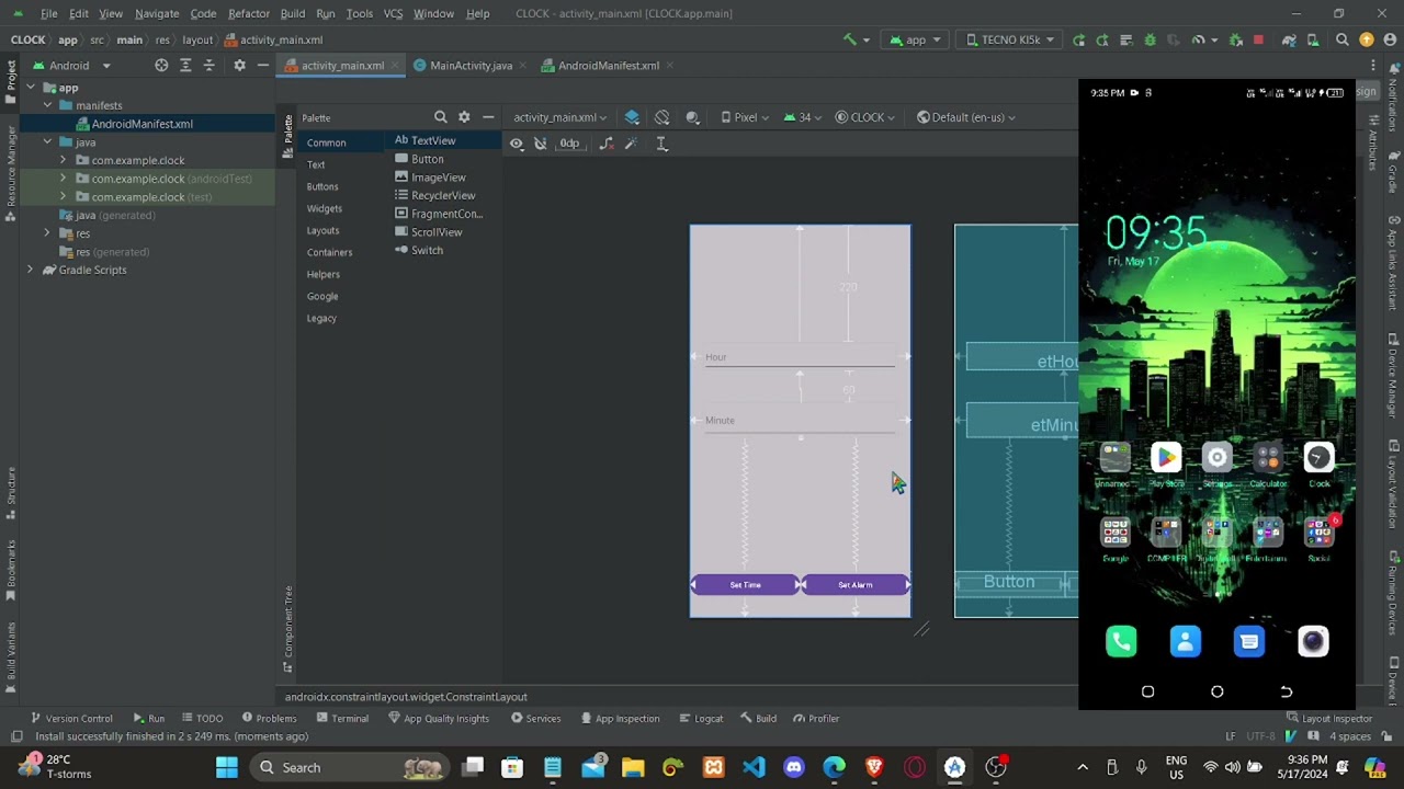 Simple Alarm Clock App with Android Studio