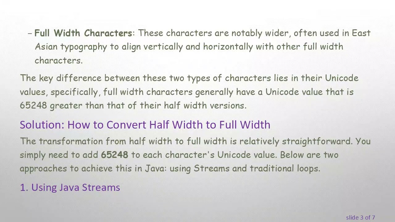 Transforming a Half Width String to Full Width in Java