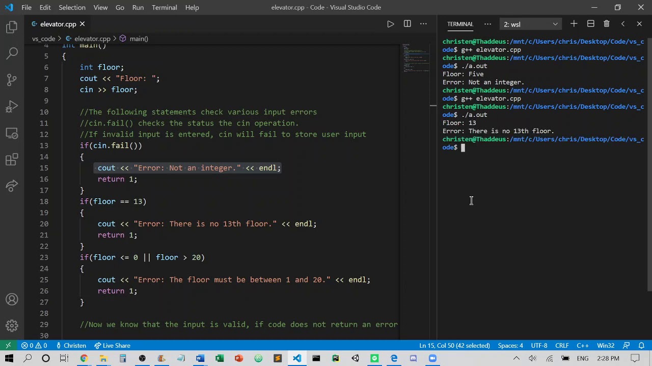 Validating user input