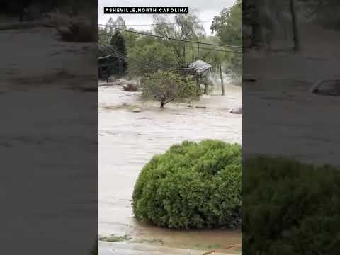 Home floats away during Asheville, NC flooding