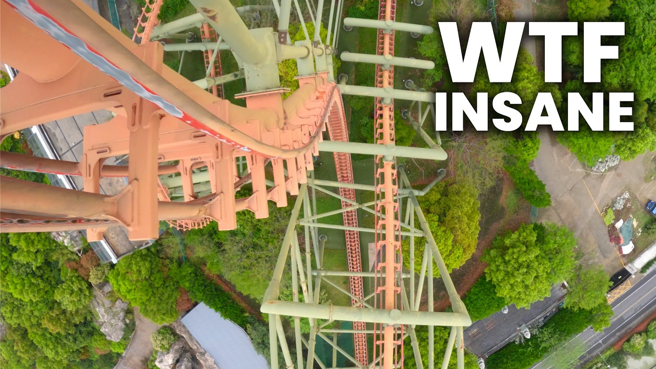 Dinoconda Front Row POV - World's Most DEMENTED Roller Coaster! S&S 4th Dimension Coaster in China