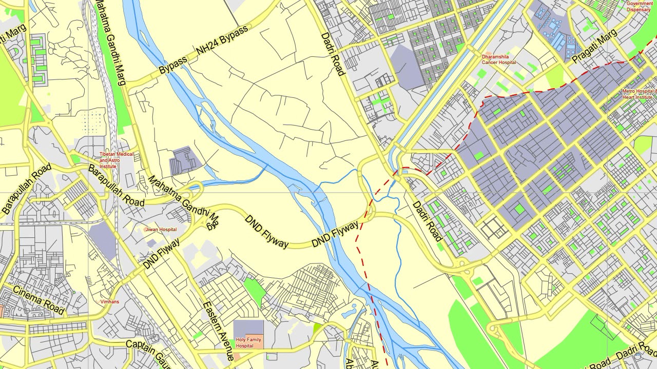 Delhi India editable layered PDF Vector Map