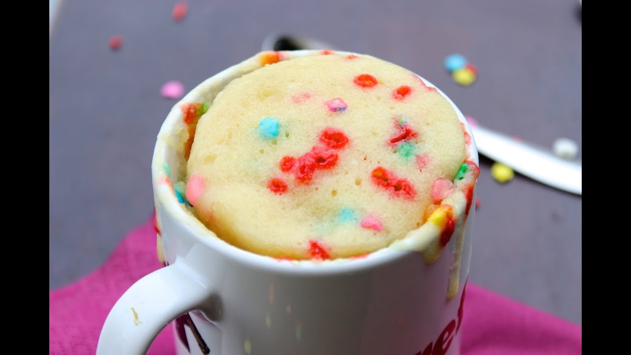 HOW TO MAKE A MICROWAVE FUNFETTI RAINBOW CAKE IN A MUG