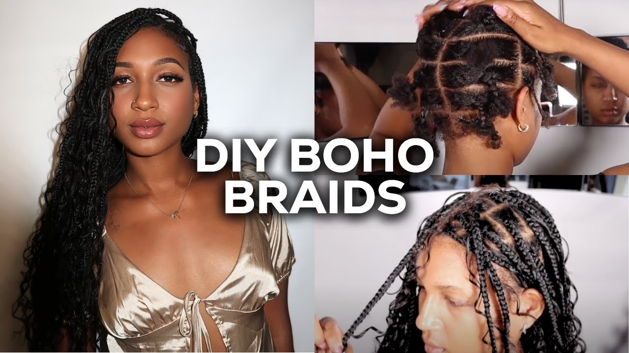 BOHO KNOTLESS BRAIDS ON YOURSELF | DETAILED parting step-by-step | braid your own hair like a pro