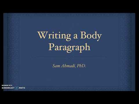 Preliminary Academic Essay: Topic Sentence + Body Paragraph