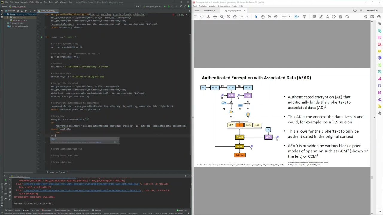 Cryptography with Python 34: Using AES-GCM in Python
