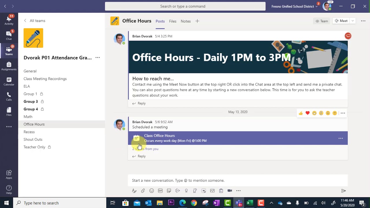 Scheduling Office Hours in a Class Team