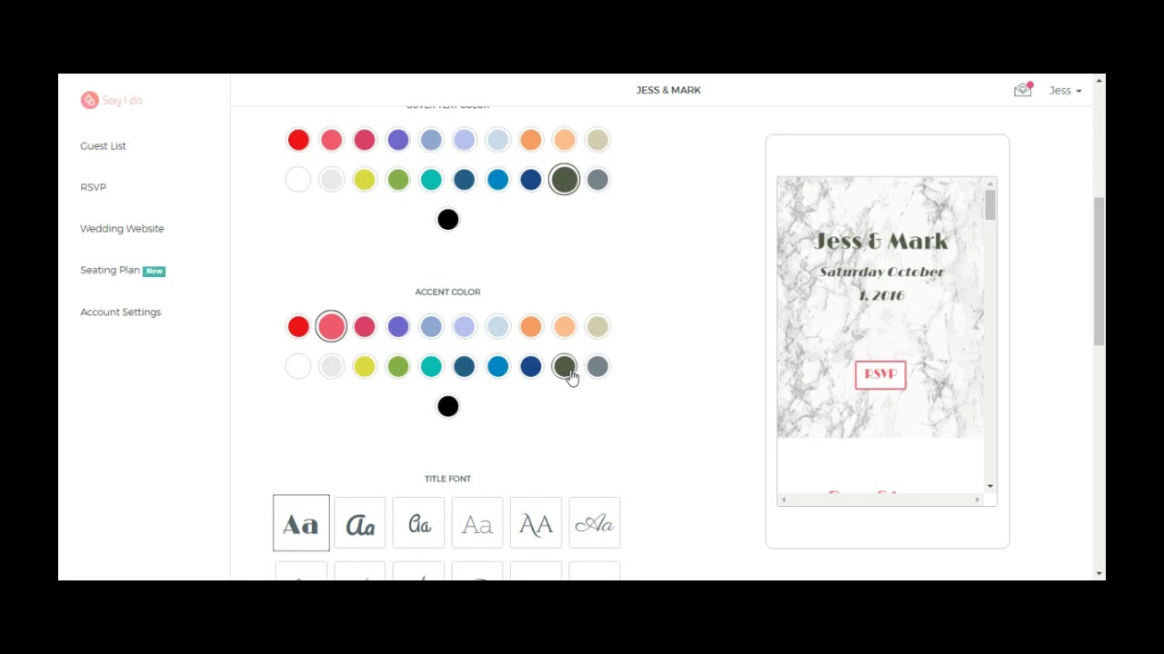 Creating a custom free wedding website with Say I do