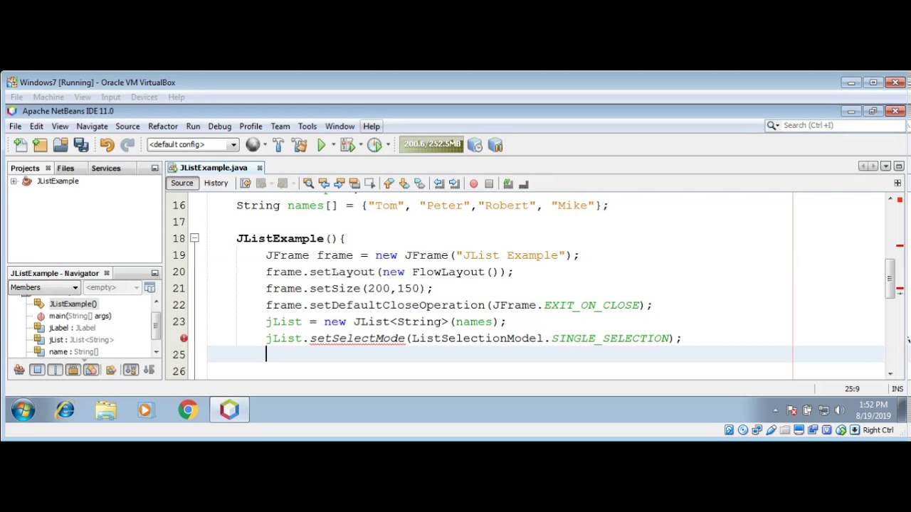 Java Swing JList with ListSelectionListener Example