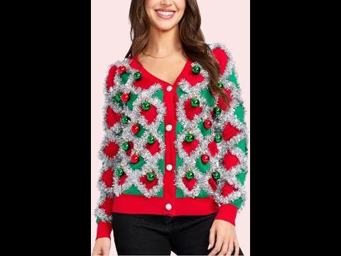 Tipsy Elves Classic Cute Cardigan Ugly Christmas Sweaters for Women with Fun sweatshirts for women