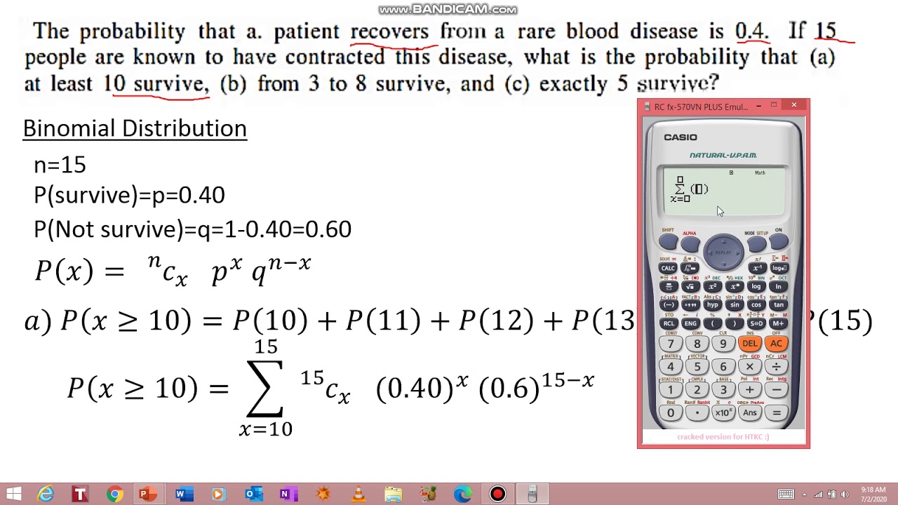5 ii. Binomial distribution problem. using calculator.