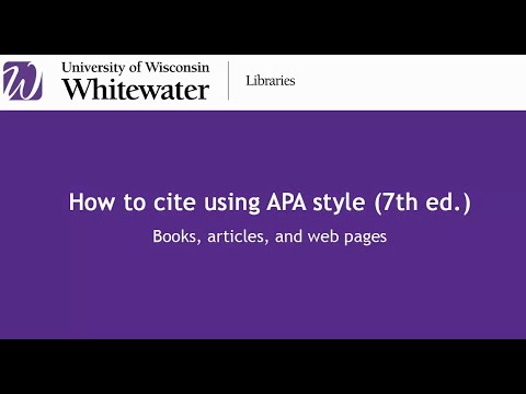 How to create references and in-text citations using APA style (7th ed.): Books, articles, web pages