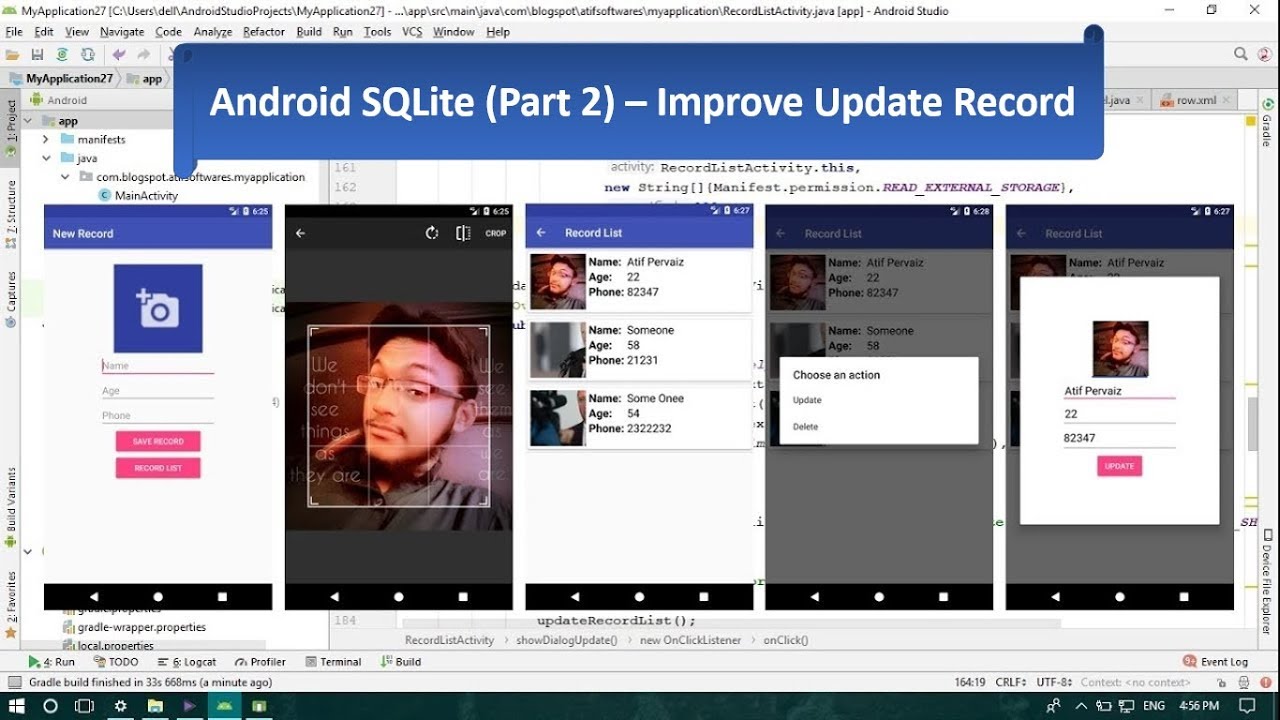 SQLite | 02 Improve Update Record | Android Studio | Java