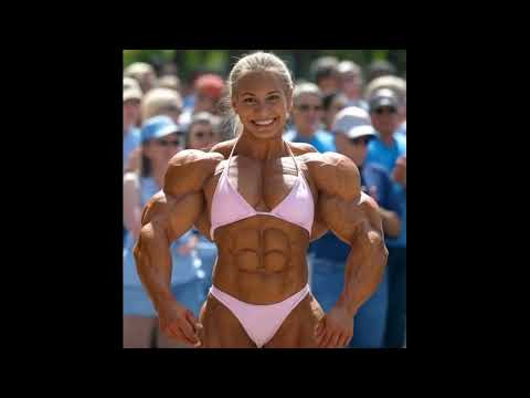 Female Muscle Madness - Extremely Muscular Christy Competing At The Flex Off (A.I.)