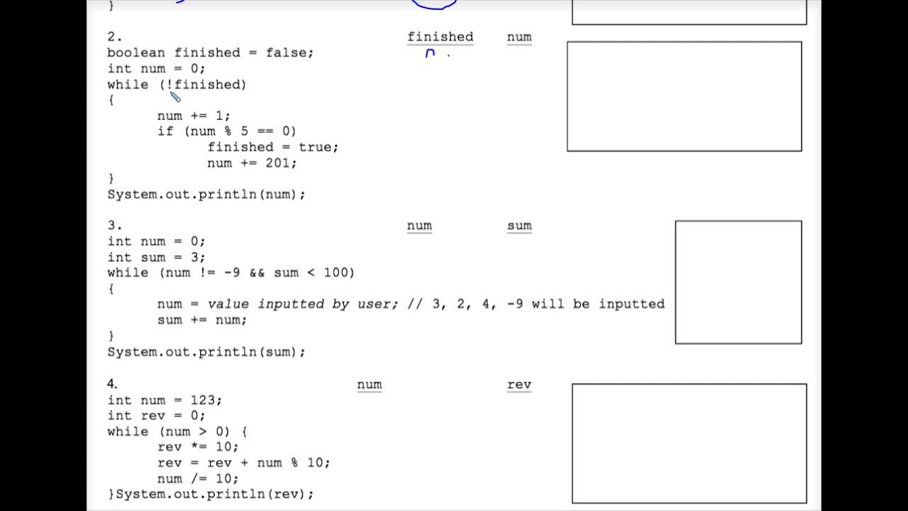 Java While Loop Worksheet #1