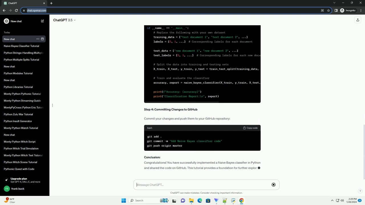 naive bayes classifier python code example github