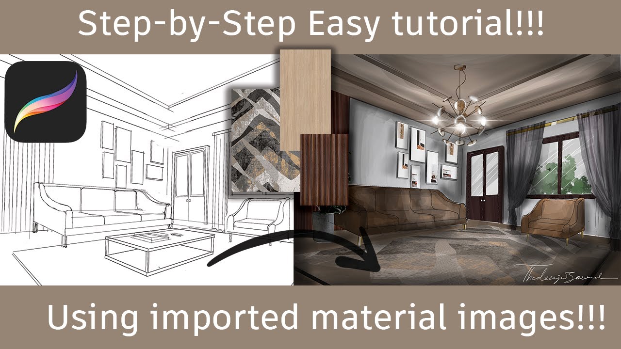 How to?- Very easy living room rendering using Procreate | Tutorial#art #tutorial #interiordesign