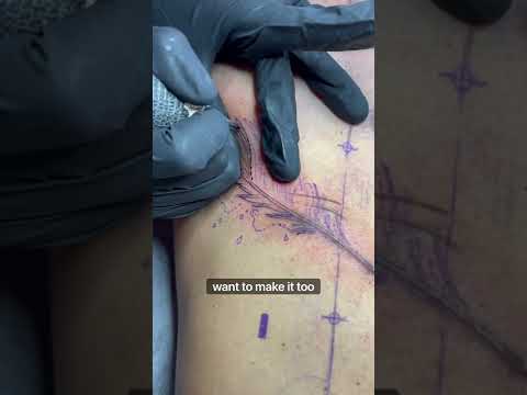 Phoenix Feather on Fire Tattoo in Geometric Fine Line style by Jingxi Gu at Patch Tattoo Therapy