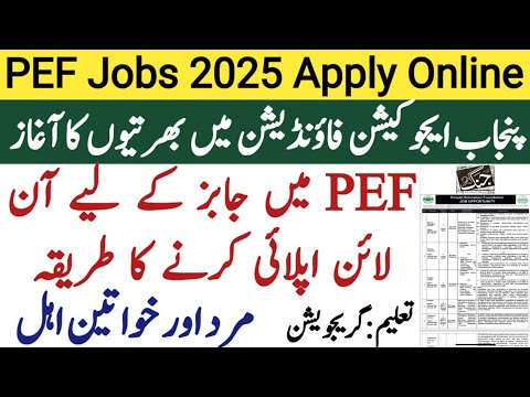 PEF Jobs 2025 | Punjab Education Foundation Job 2025 | Punjab Jobs Portal Online Apply | Education