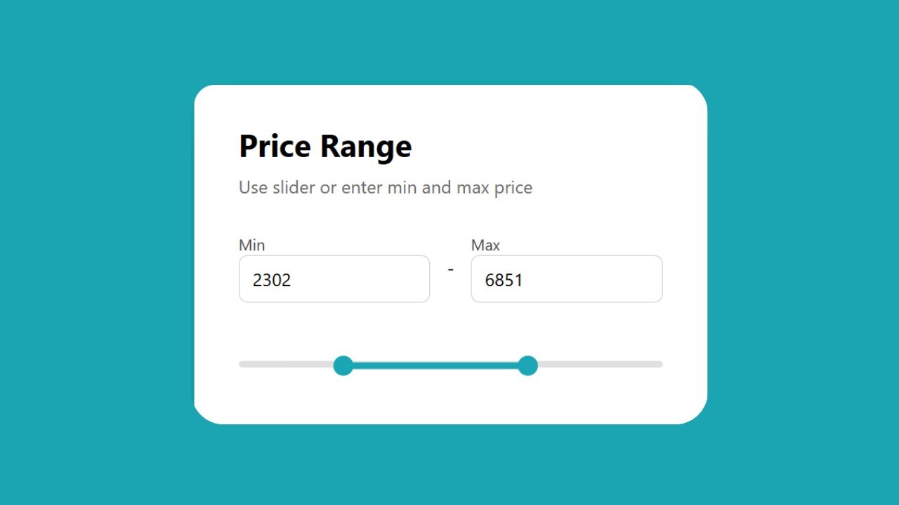 Price Range Slider Using HTML CSS & JavaScript | Dual Range Slider UI