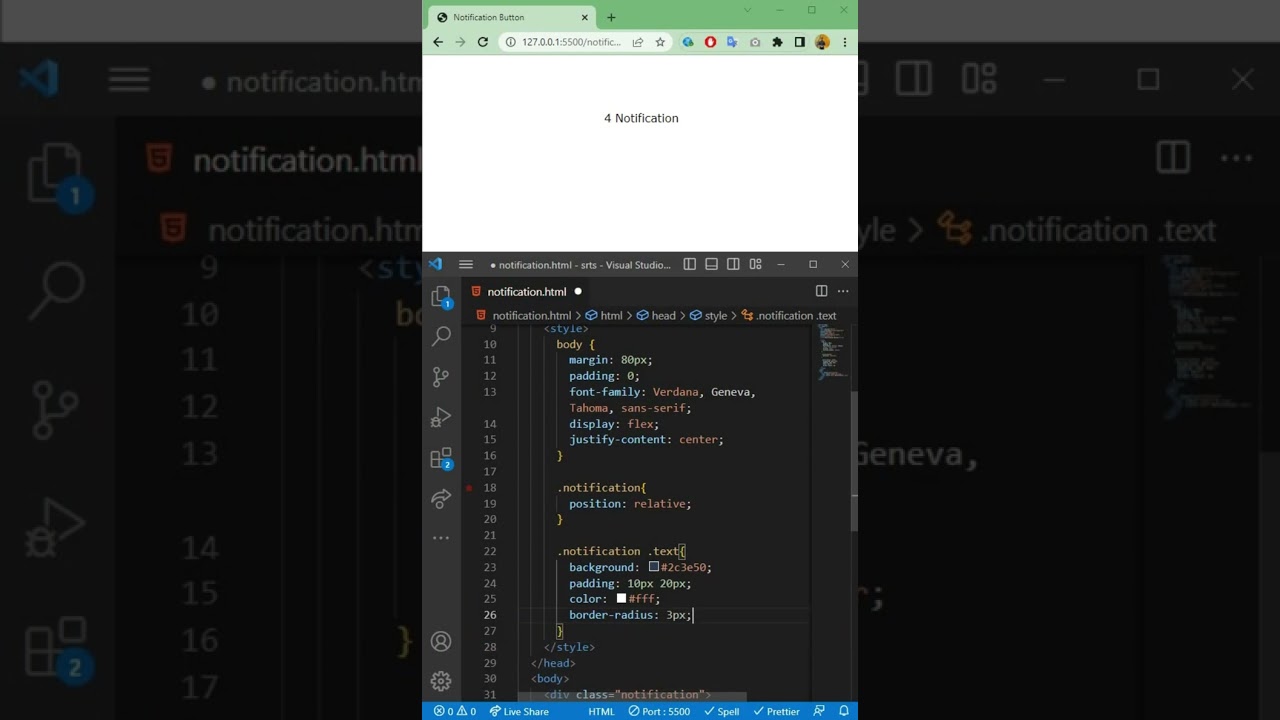 Notification button using css #css #shorts