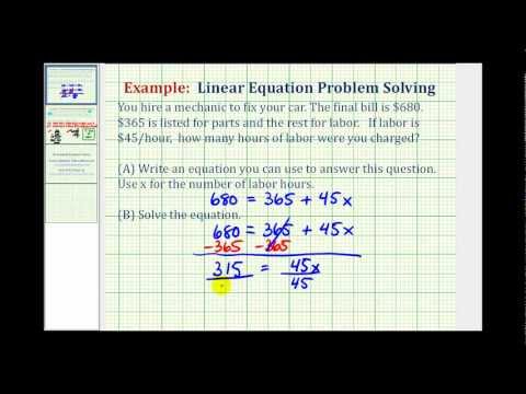 Ex: Linear Equation Application – Car Repair with Labor and Parts ...