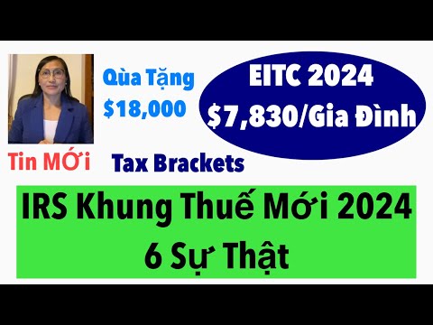 #879|IRS Mỹ Công Bố Khung Thuế Thu Nhập Mới 2024|Tín Dụng Thuế Đến $7,830|Qùa Tặng $18,000|Lạm Phát