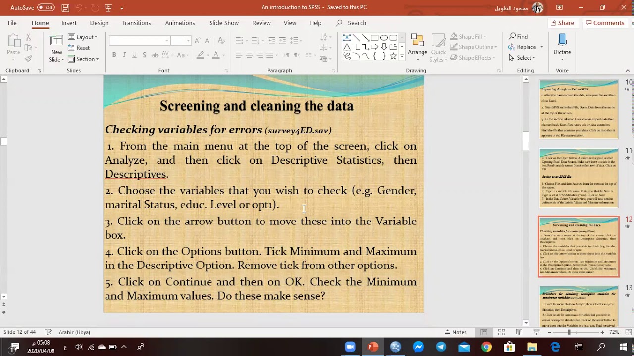 Lecture one Introduction to multivariate data analysis using SPSS  part one