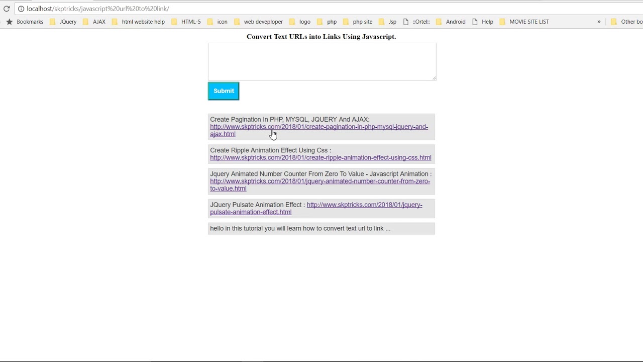 Convert Text URLs into Links Using Javascript