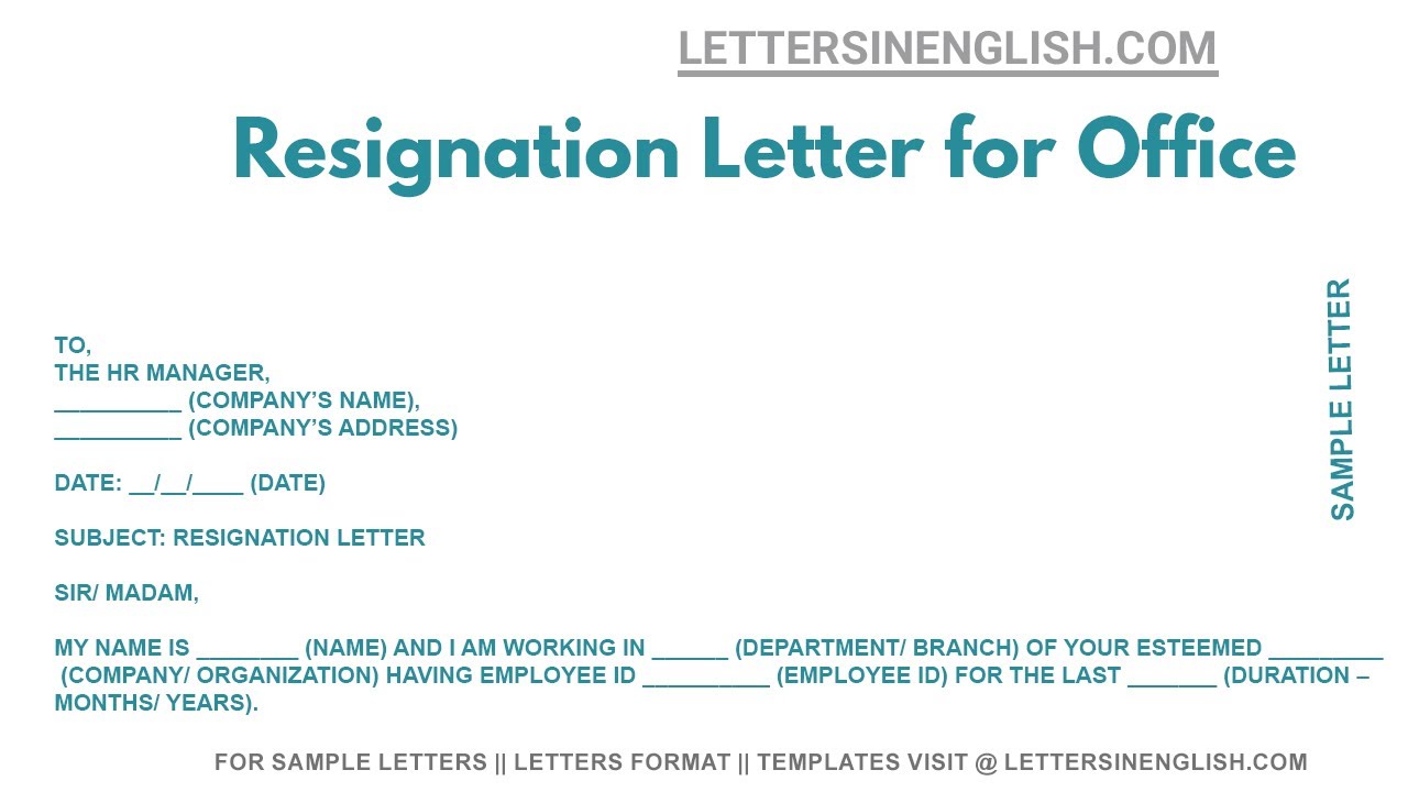 Resignation Letter For Office – Sample Letter of Resignation for Office