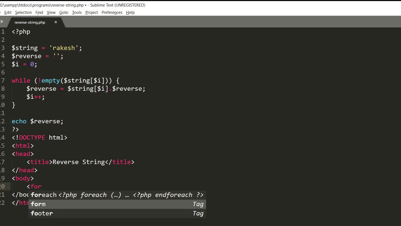 Reverse number in PHP without using the function