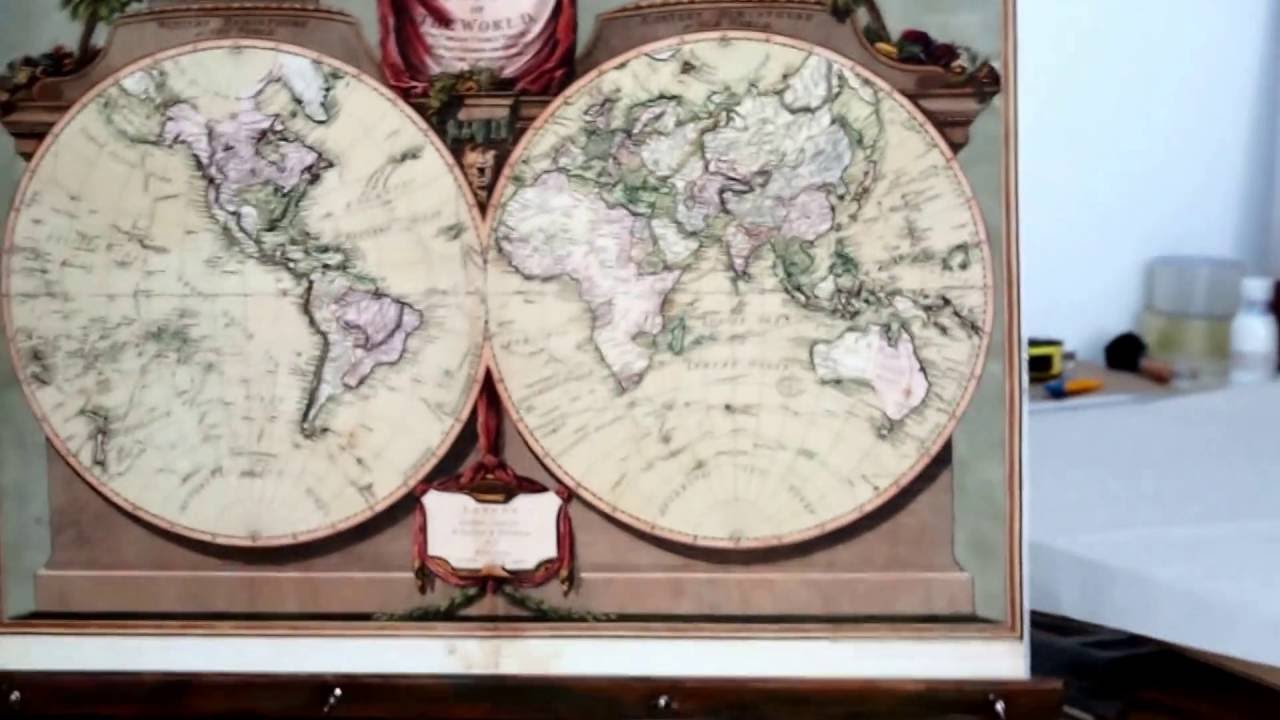Old world map on canvas