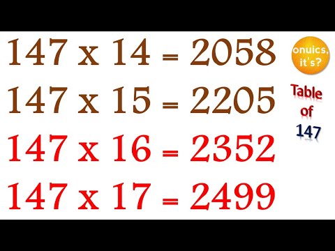 147 table | multiplication se 147 ka pahada | Table of 147