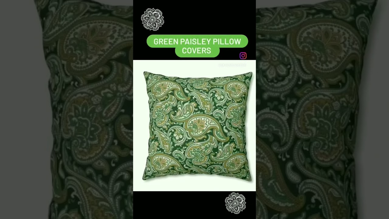 Green Paisley Pillow Covers for Couch and Sofa💚