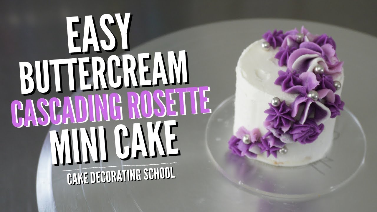 Easy Buttercream Cascading Rosette Mini Cake [ Cake Decorating For Beginners ]