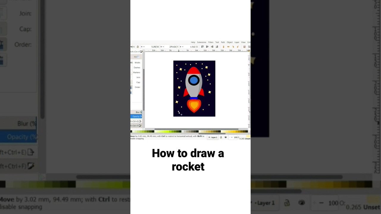 Inkscape tutorial || How to draw a rocket 2023